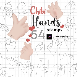 Procreate Chibi Hands Stamp 54 Procreate Chibis Cartoon Hand Guides ...