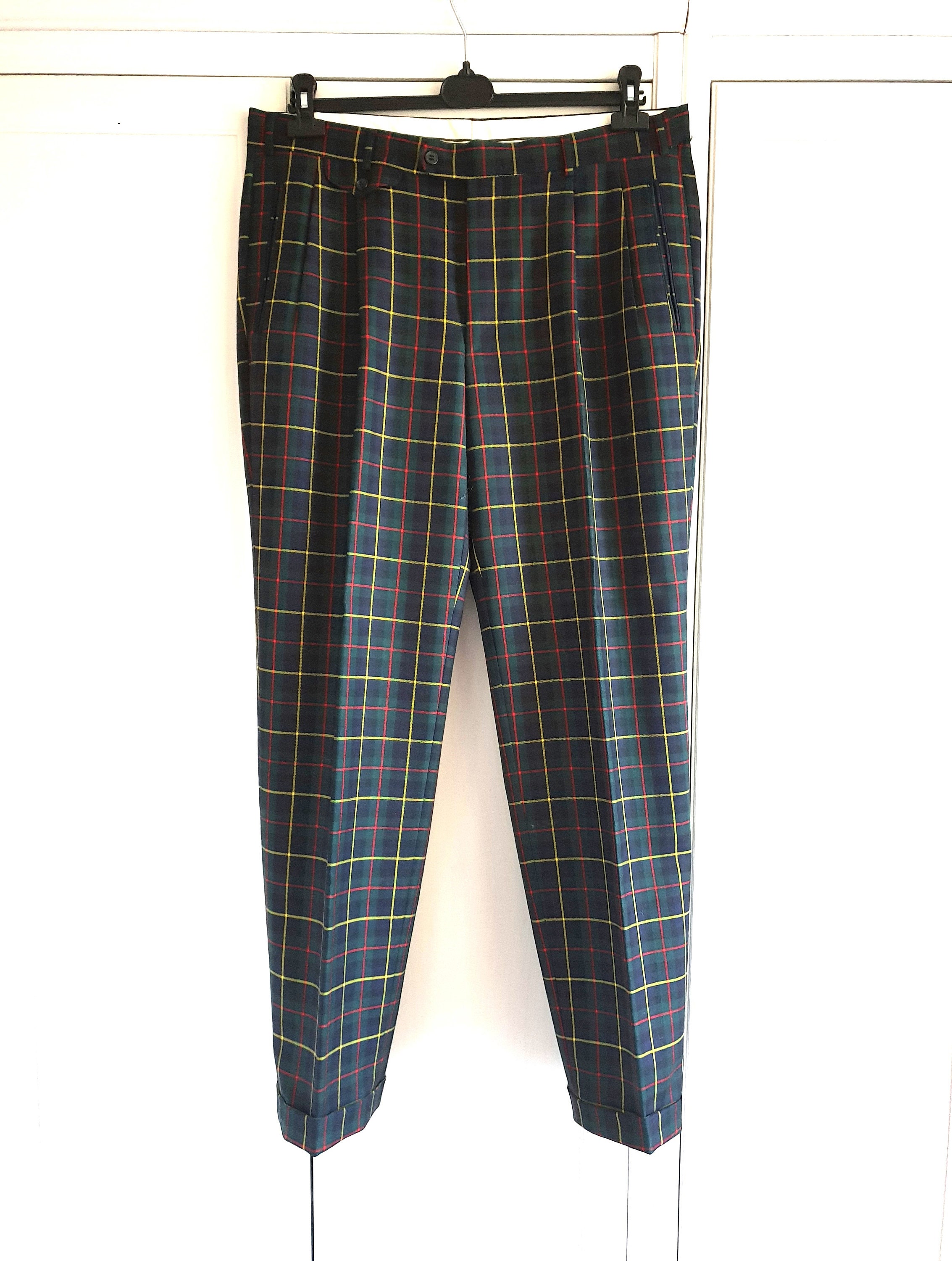 Vintage Men Pants by Kaiser Design Checkered Trousers Pure New Wool ...