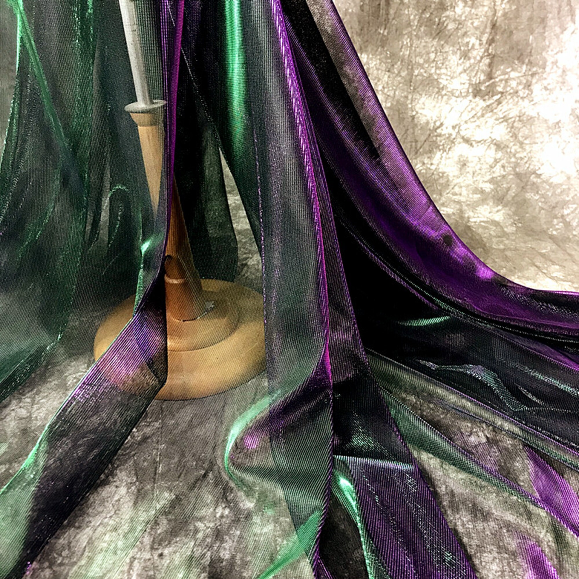 Purple-green Gradient Mesh Fabric Designer Fabric Stretch Mesh Fabric ...