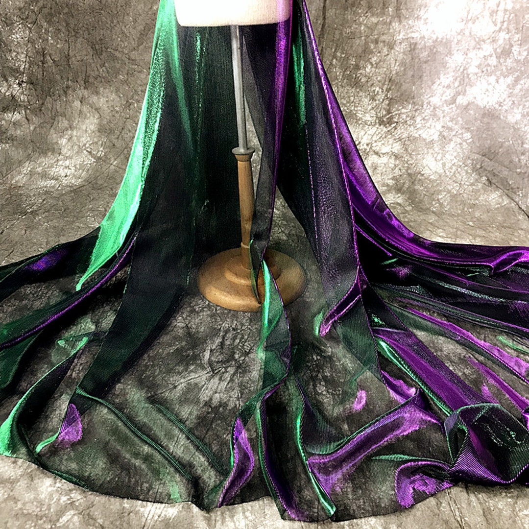 Purple-green Gradient Mesh Fabric Designer Fabric Stretch Mesh Fabric ...