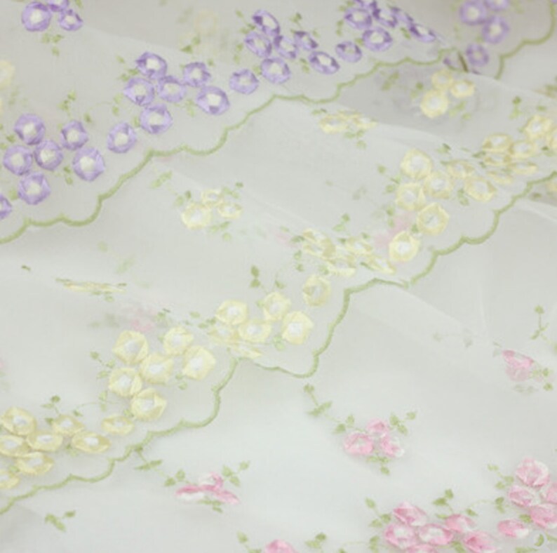 Colorful Embroidery Organza Fabric Rose Embroidery Fabric - Etsy