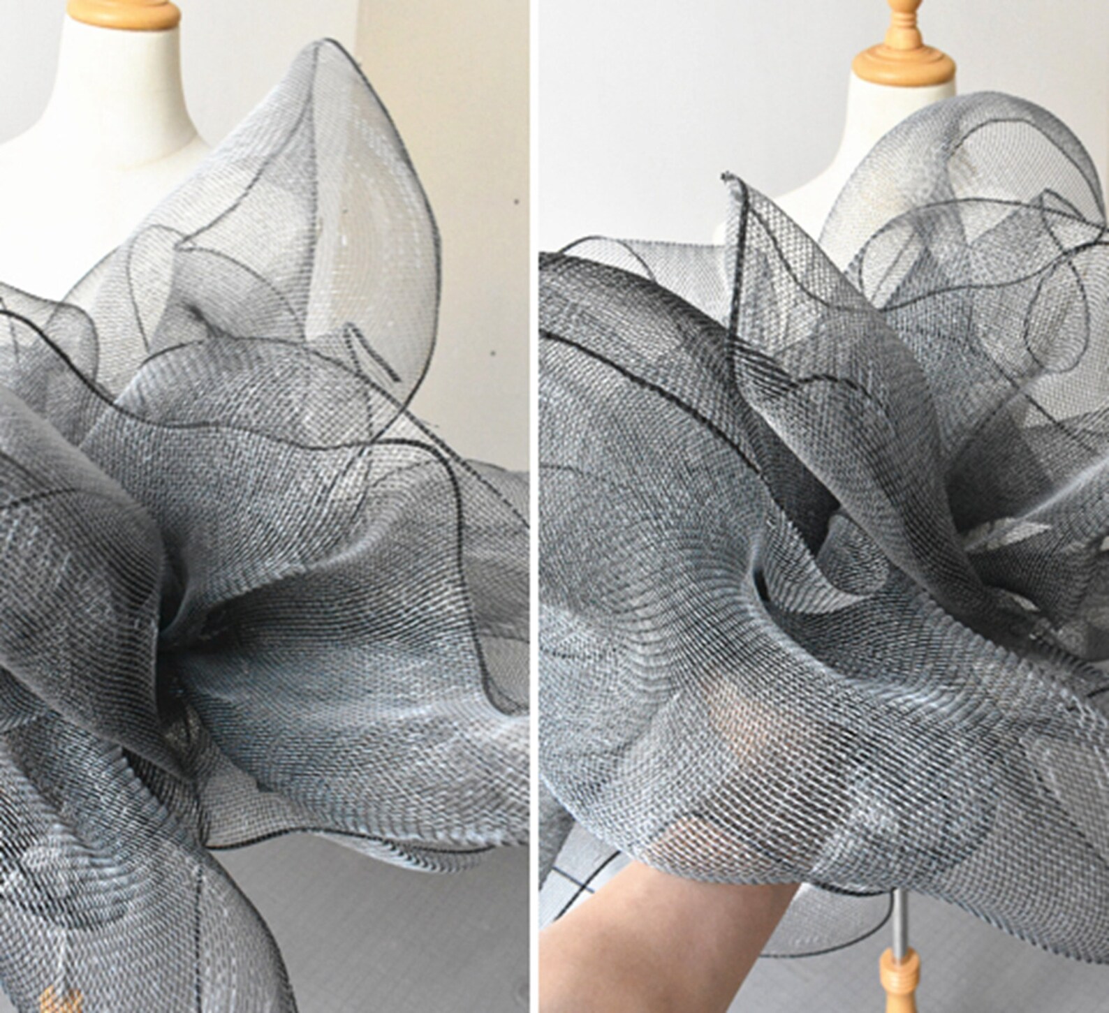 Black-gray Water-gloss Silver Metal Color Hard Mesh Fabric, Imitation ...