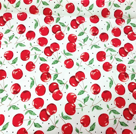 Cotton Fabric Cherry Dress Fabric Summer Print Princess | Etsy