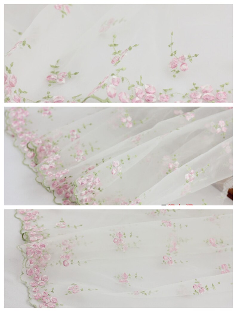 Colorful Embroidery Organza Fabric Rose Embroidery Fabric - Etsy