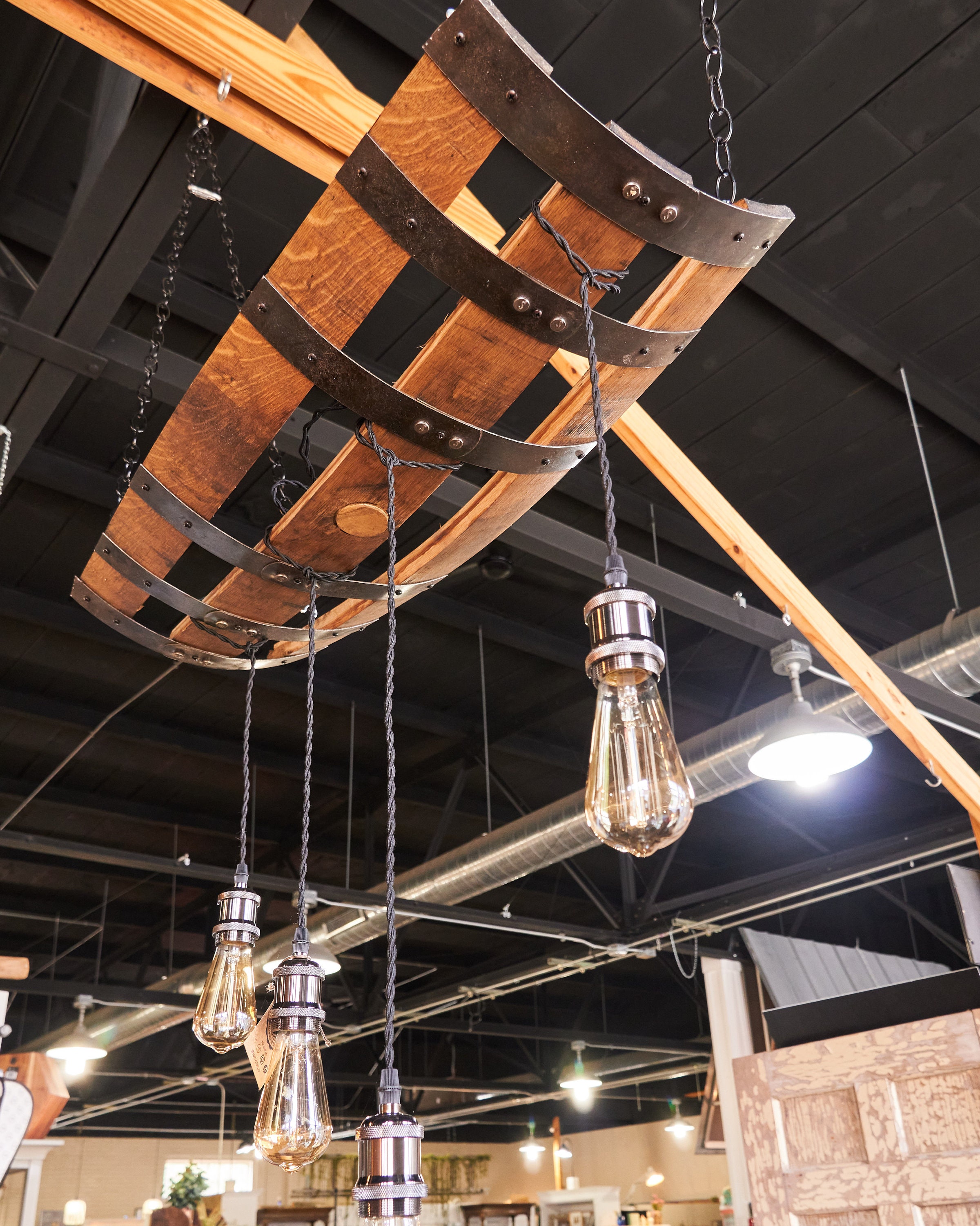 Whiskey Barrel Pendant Light, Rustic Farmhouse Lighting, Made From ...