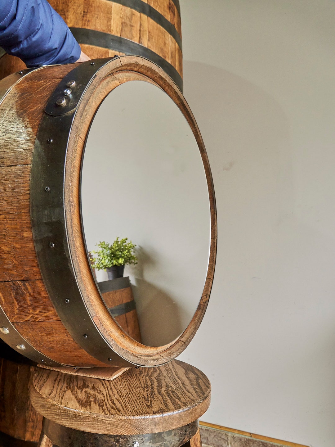 Whiskey Barrel Round Mirror - Etsy