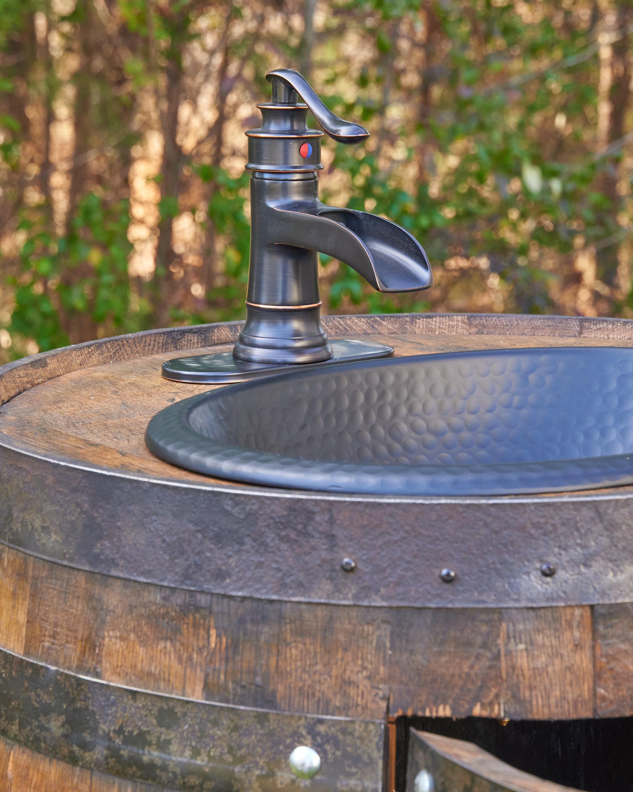 Handcrafted Whiskey Barrel Sink, Reclaimed Barrel Bathroom Vanity Basin ...