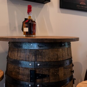 3/4 Whiskey Barrel Bar Table With Stools - Etsy