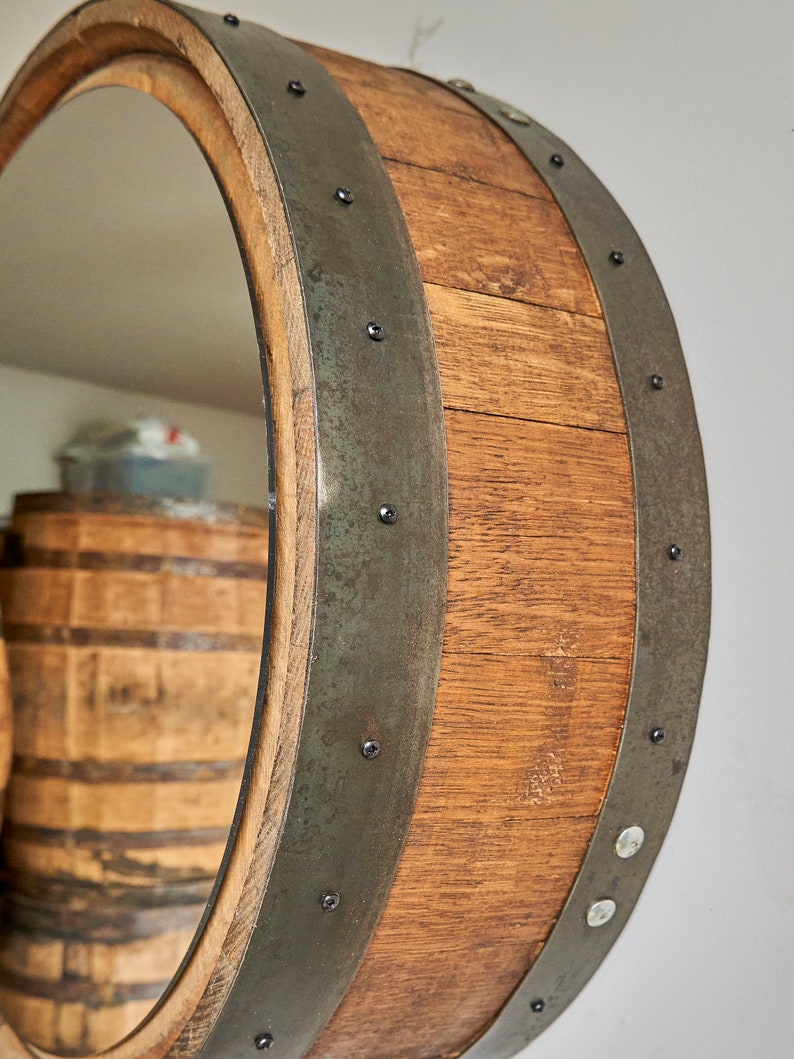 Whiskey Barrel Round Mirror - Etsy