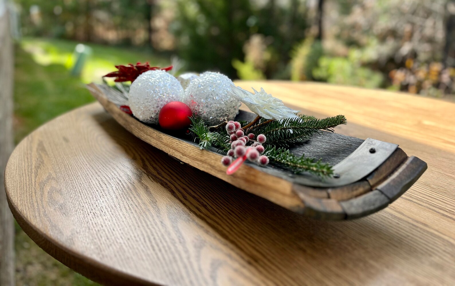 Bourbon Barrel Serving Tray: Whiskey Centerpiece, Charcuterie Board - Etsy