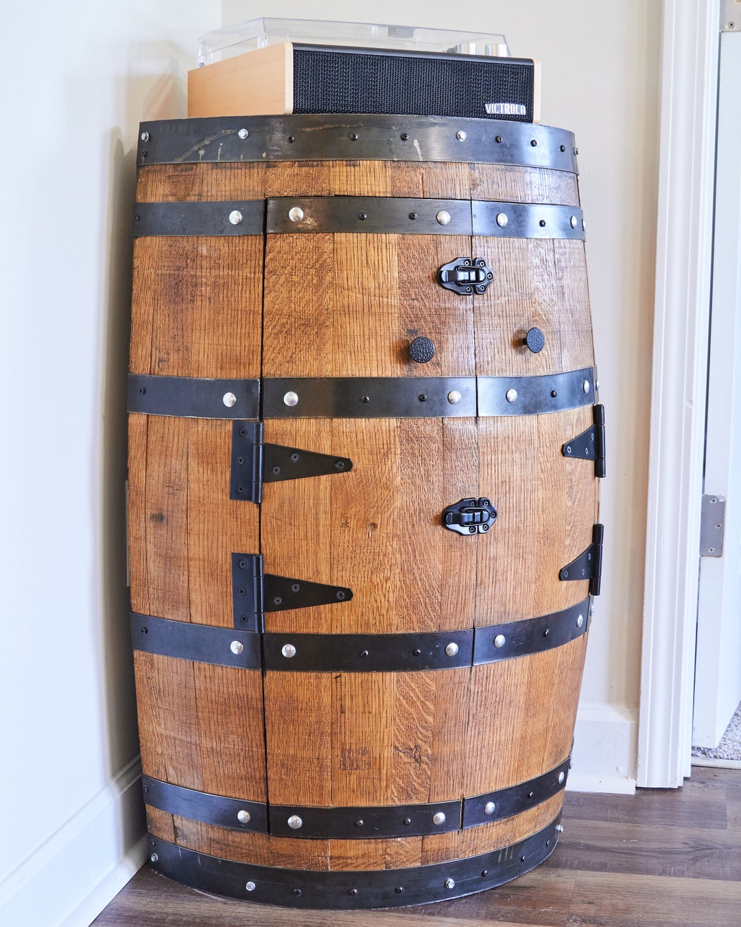 Whiskey Corner Barrel Cabinet Double Door / Perfect Christmas Gift - Etsy