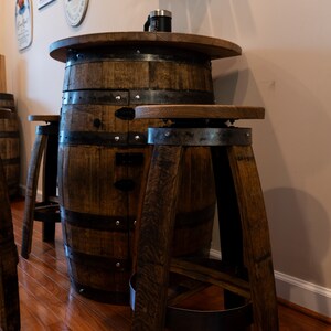 3/4 Whiskey Barrel Bar Table With Stools - Etsy