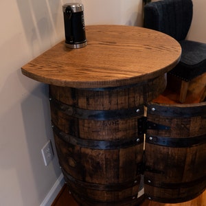 3/4 Whiskey Barrel Bar Table With Stools - Etsy