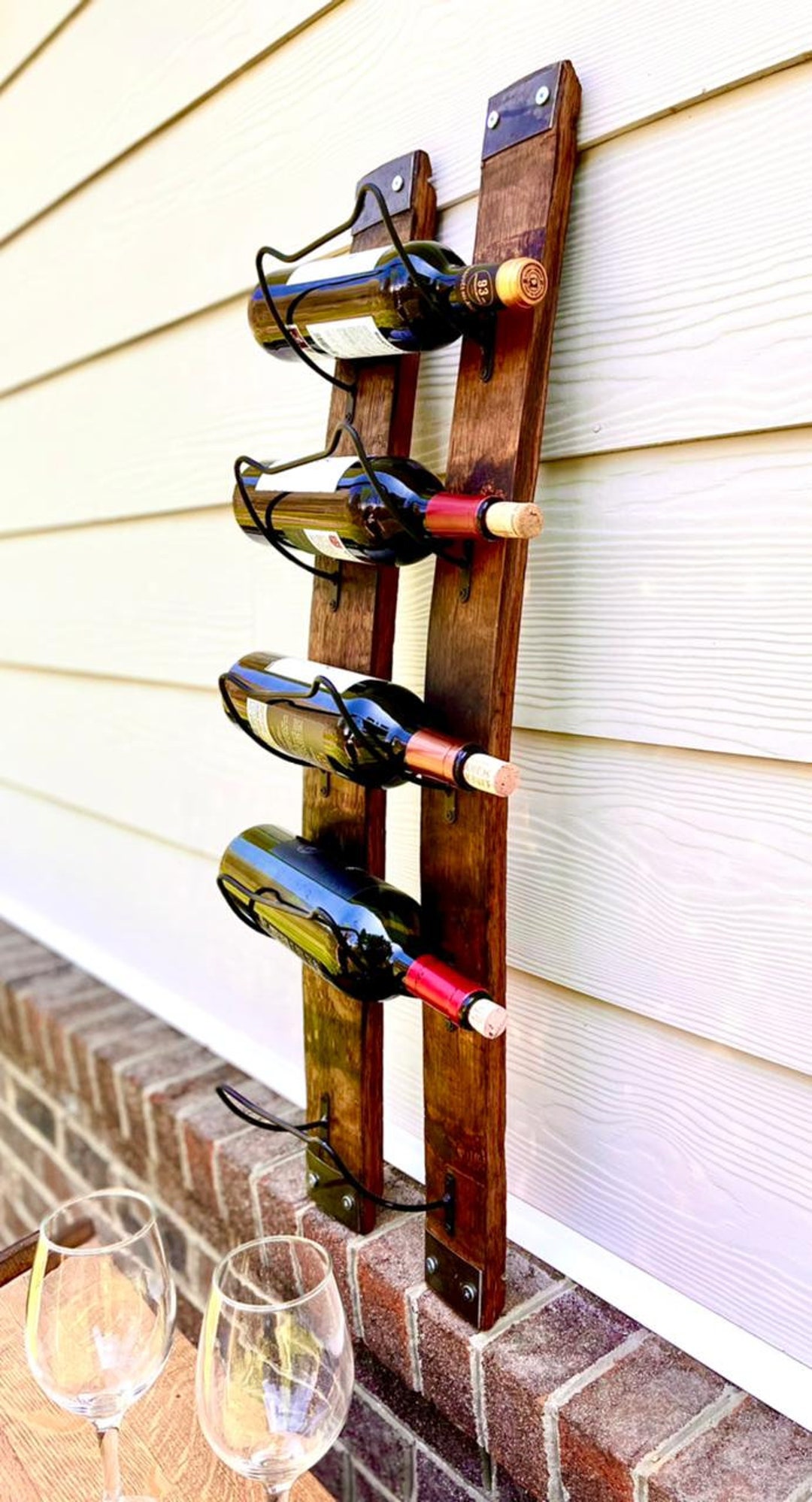 Wine Barrel Stave 5- Bottle Holder - Mother’s Day Gift - Wall Mounted ...