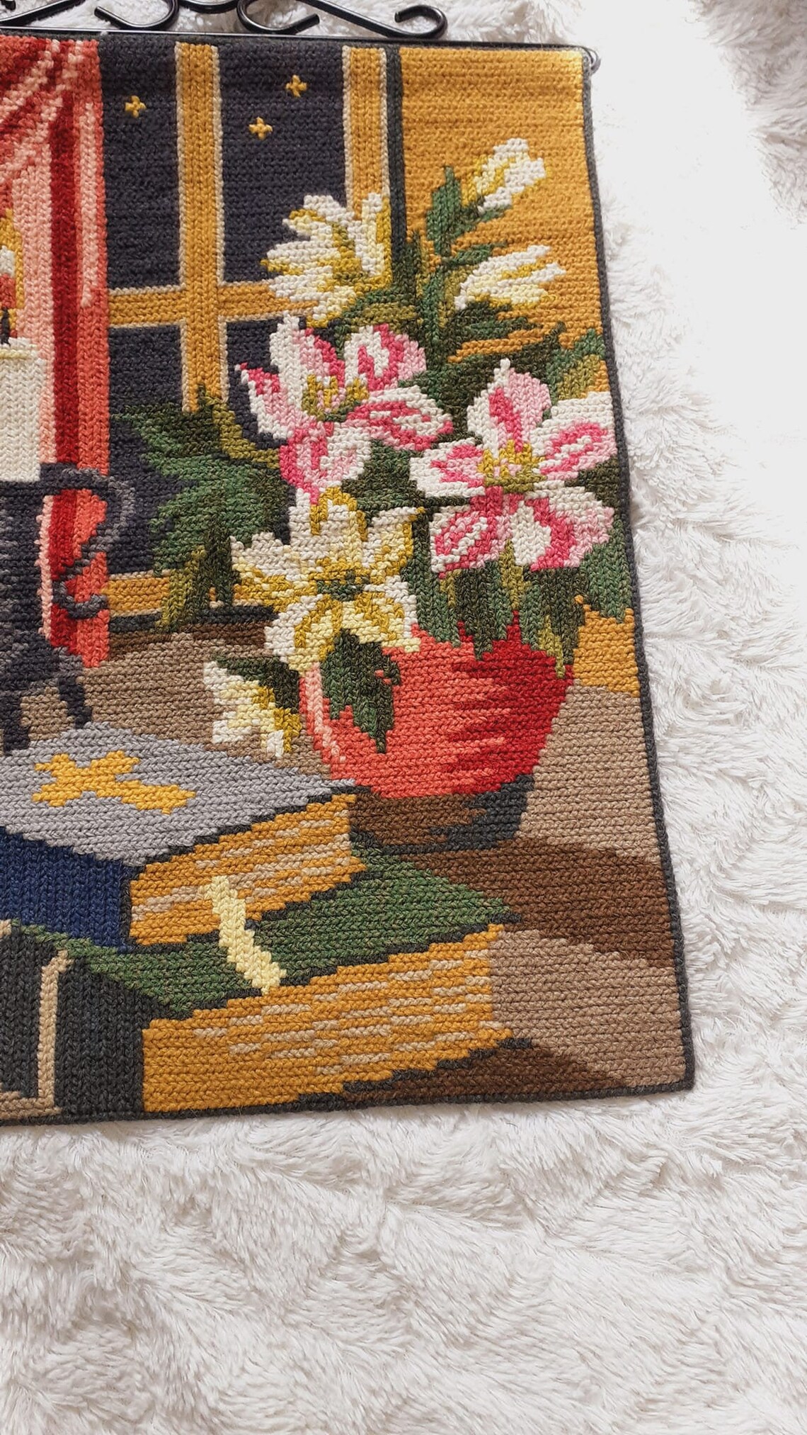 Hand-embroidered Tapestry With Wool Yarn in Twisted Stitching With the ...