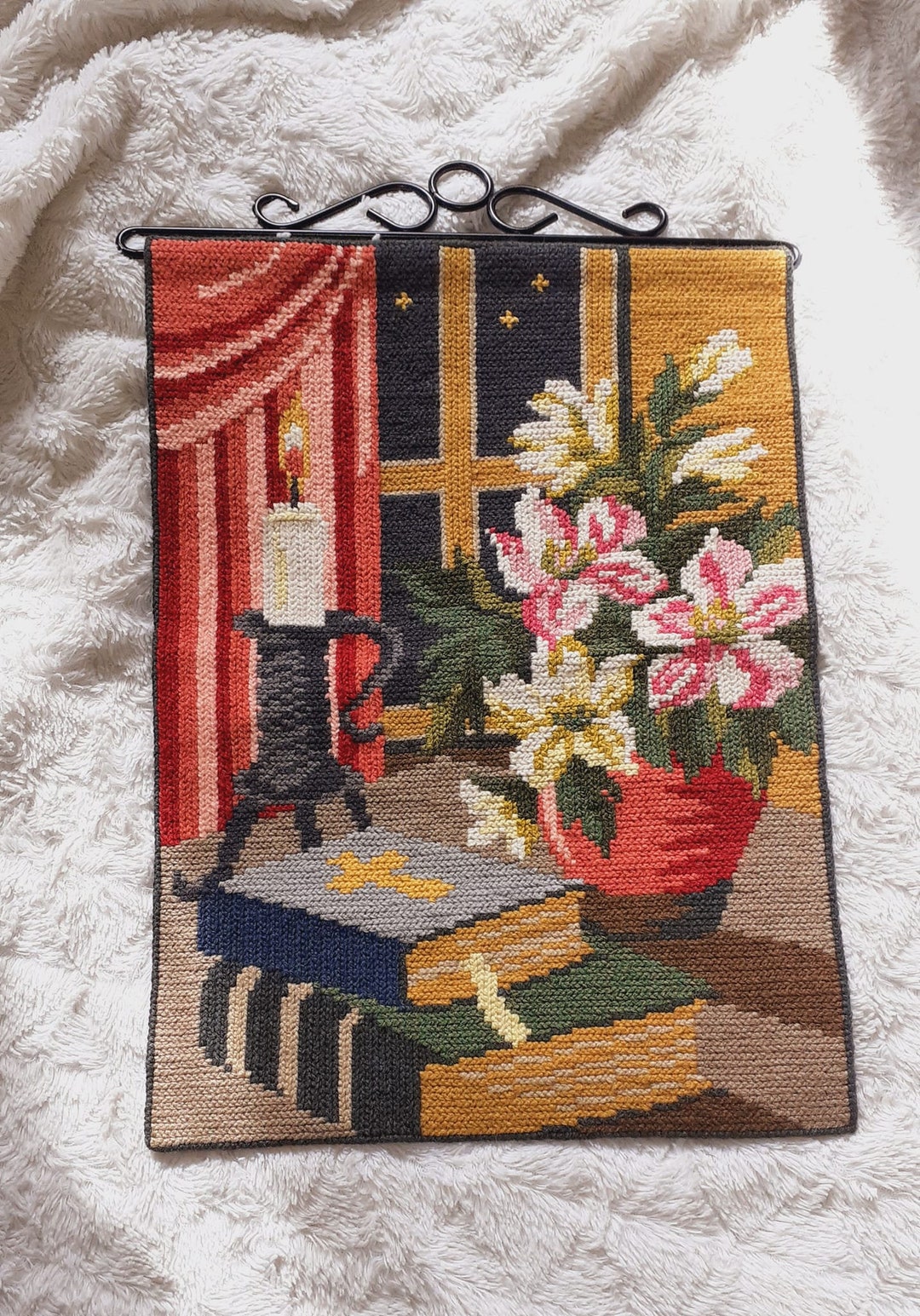 Hand-embroidered Tapestry With Wool Yarn in Twisted Stitching With the ...