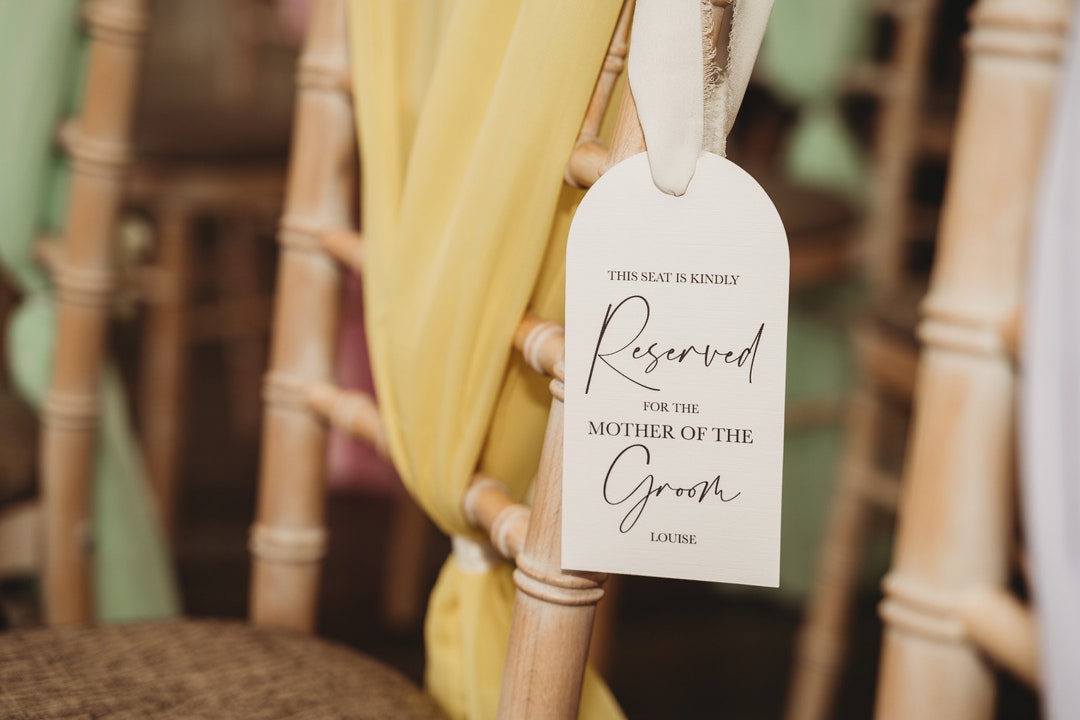 Reserved Seat Tag | Wedding Ceremony | Personalised Names Minimal ...