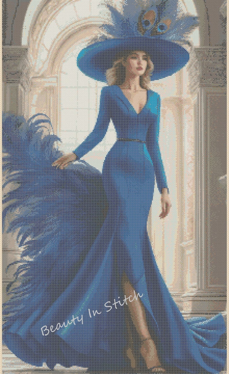 Elegant Lady Cross Stitch Chart Elegant Lady Art Deco Lady No. 711 - Etsy