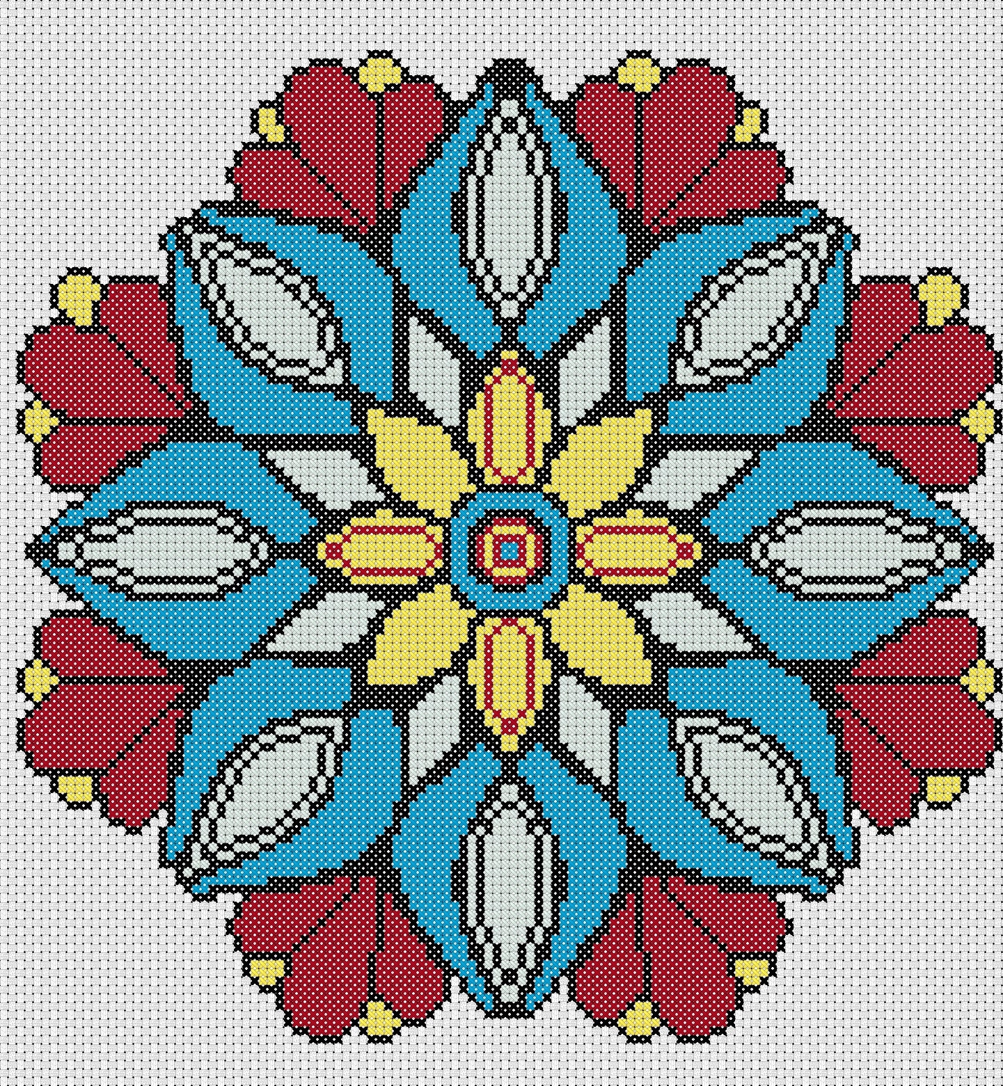 Diagramme de point de croix Mandala coloré | Etsy