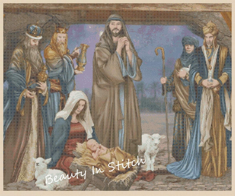 Christmas Nativity Cross Stitch Chart Christmas Nativity Scene Cn1 - Etsy