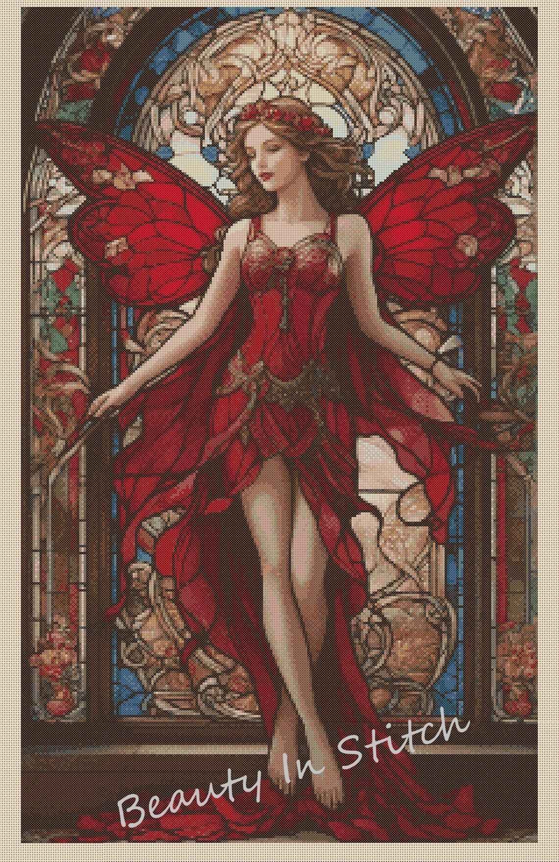 Fairy Cross Stitch Chart Fairy Stained Glass Effect No. 301 - Etsy