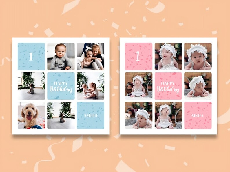 Birthday Photo Collage Templates - Etsy