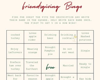 Friendsgiving Bingo Card Game Bingo Card Bingo Game Thanksgiving Game ...