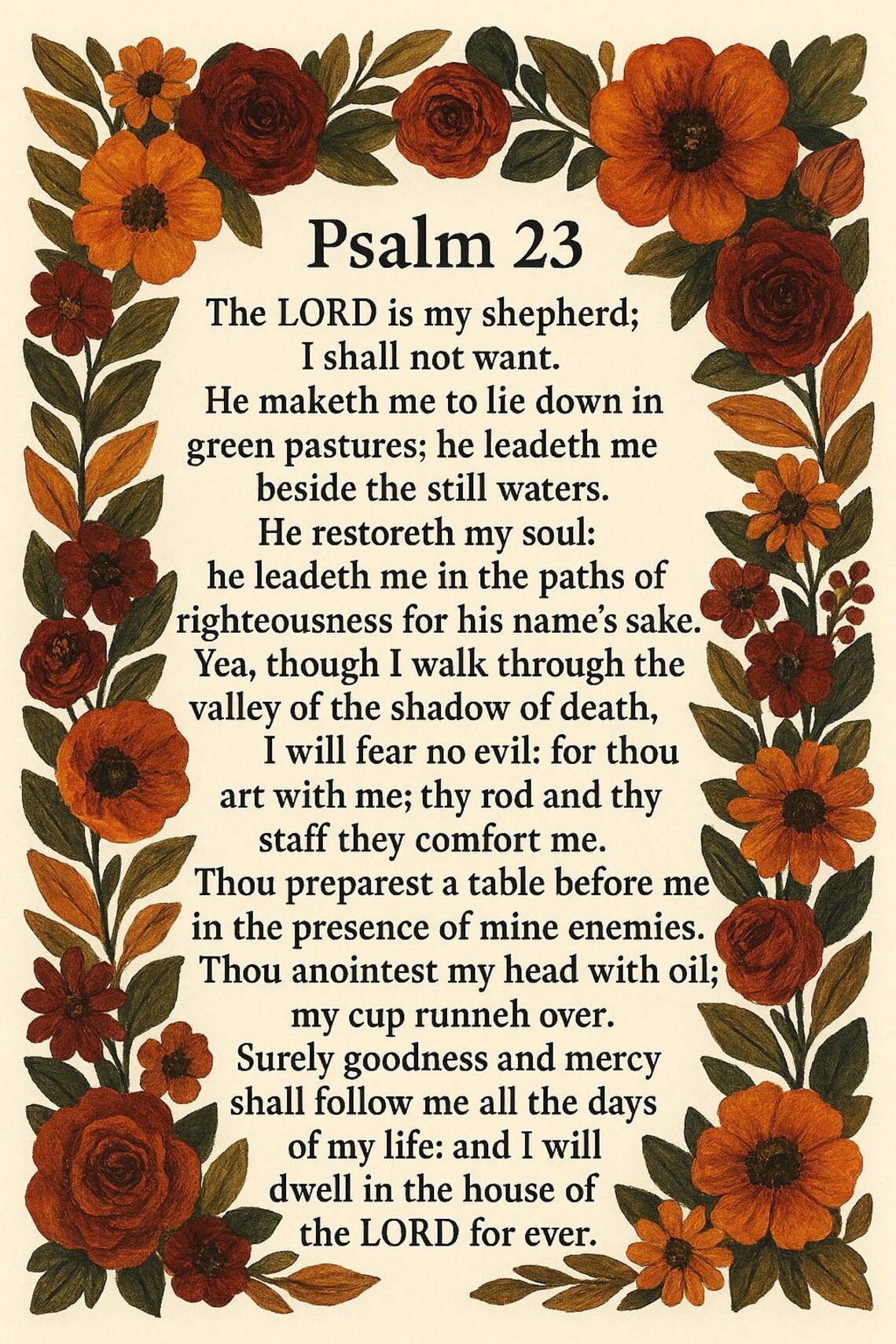 23rd Psalm Printable Wall Art: Christian Scripture (digital Download ...