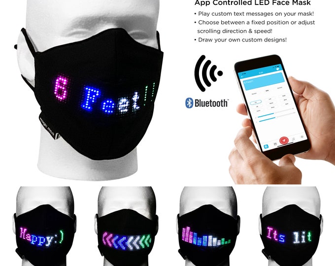 Magic Mask Face Mask, LED Lighted, Bluetooth App Controlled, Wireless ...