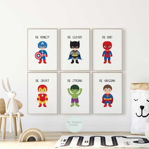 Superhero Prints for Little Boys Bedroom, Superhero Nursery Decor ...