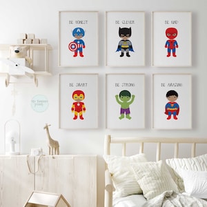 Superhero Prints for Little Boys Bedroom, Superhero Nursery Decor ...