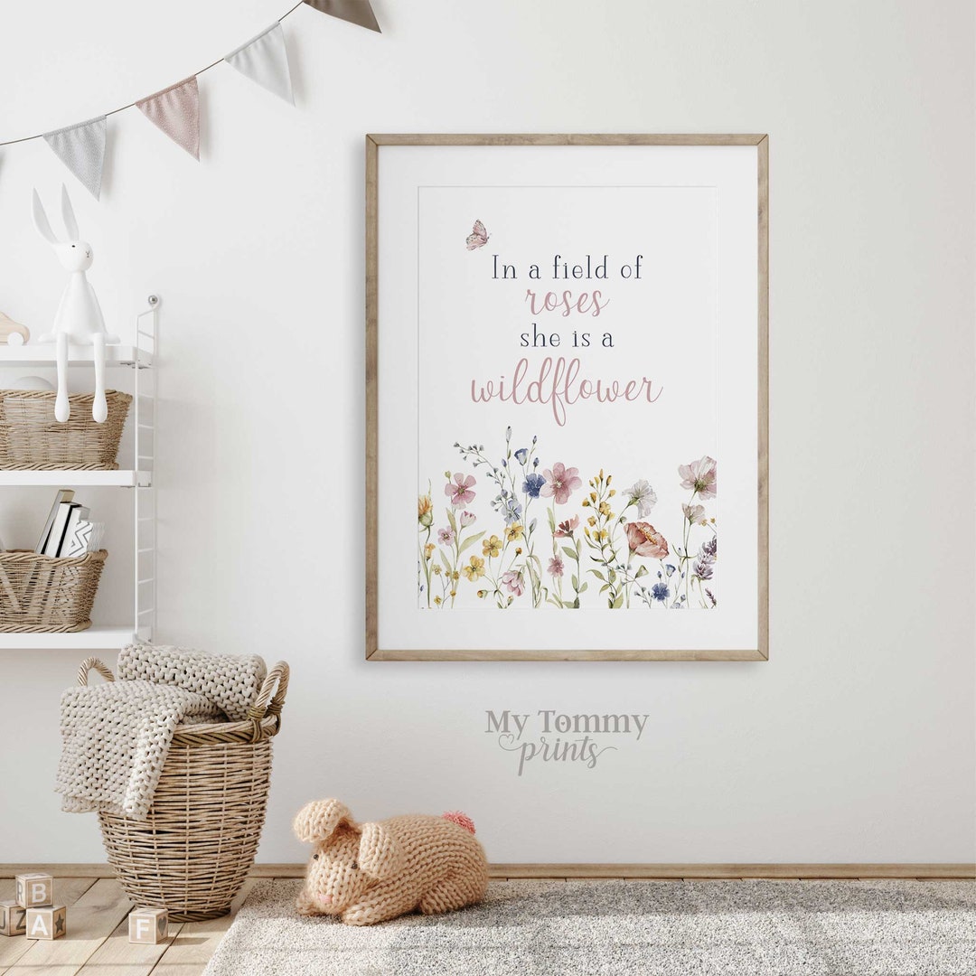 Wildflower Wall Art, Girls Bedroom Decor, Baby Room Decor, She is a ...