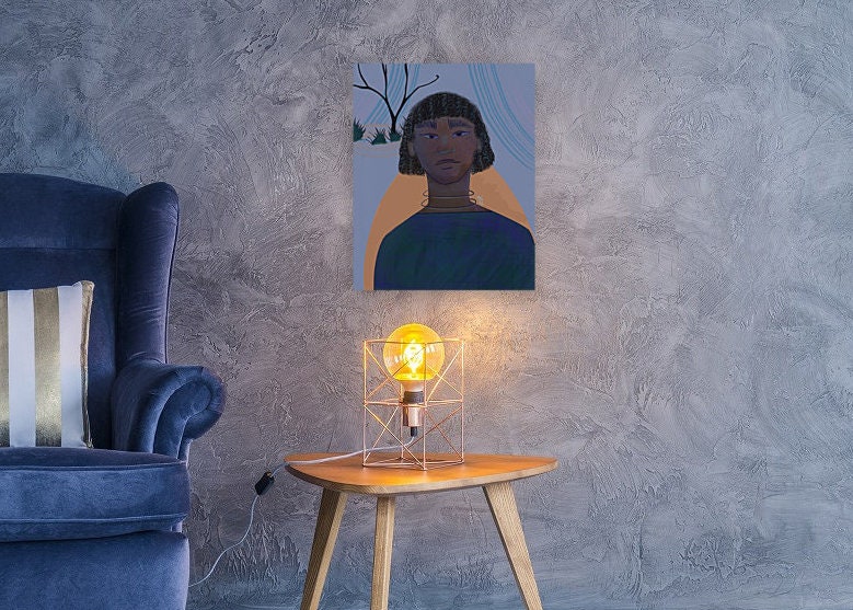 20x16 Large Black African Art Canvas, Afar Tribe, Black Border Wrapping ...