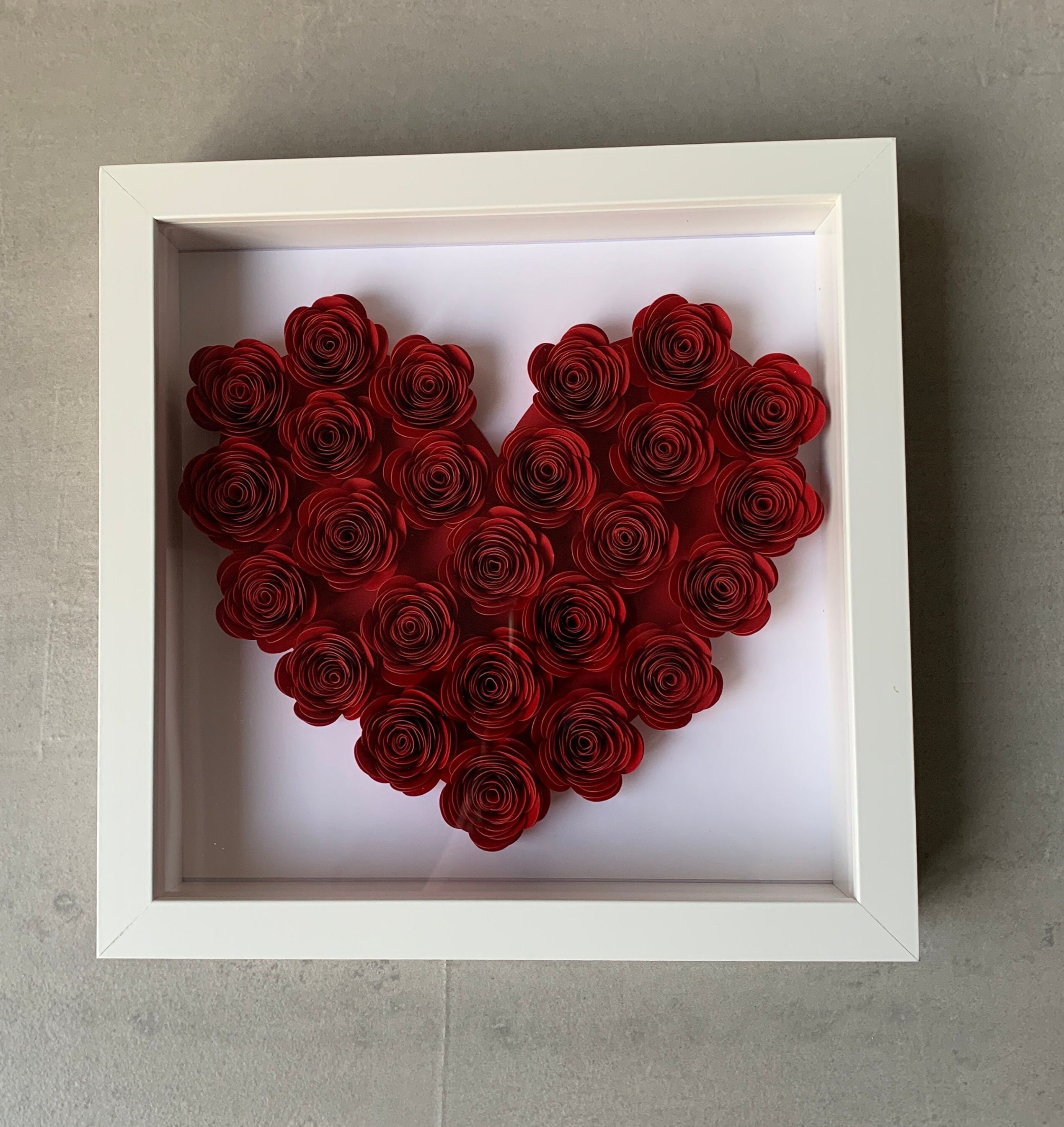 Heart Shaped Paper Flower Shadow Box for Any Occasion, Birthday ...