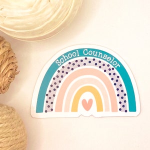 Waterproof School Counselor Sticker, Rainbow Pink Sticker, Gifts for ...