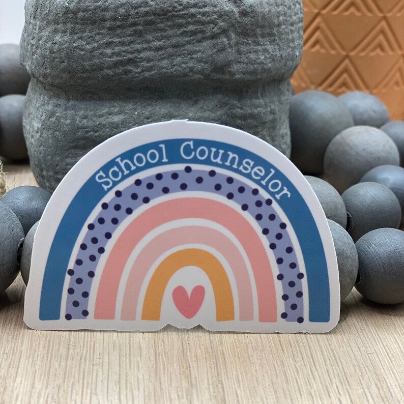 Waterproof School Counselor Sticker Rainbow Pink Sticker - Etsy