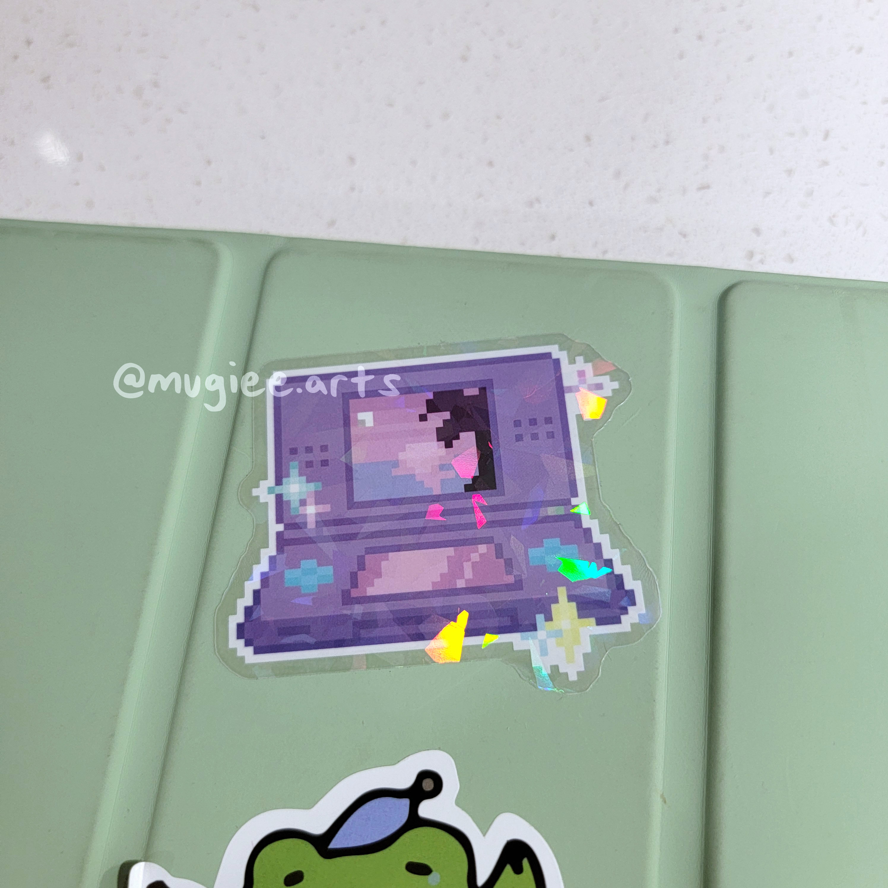 8-bit Handheld Console Gaming Sticker Holographic Water Resistant ...