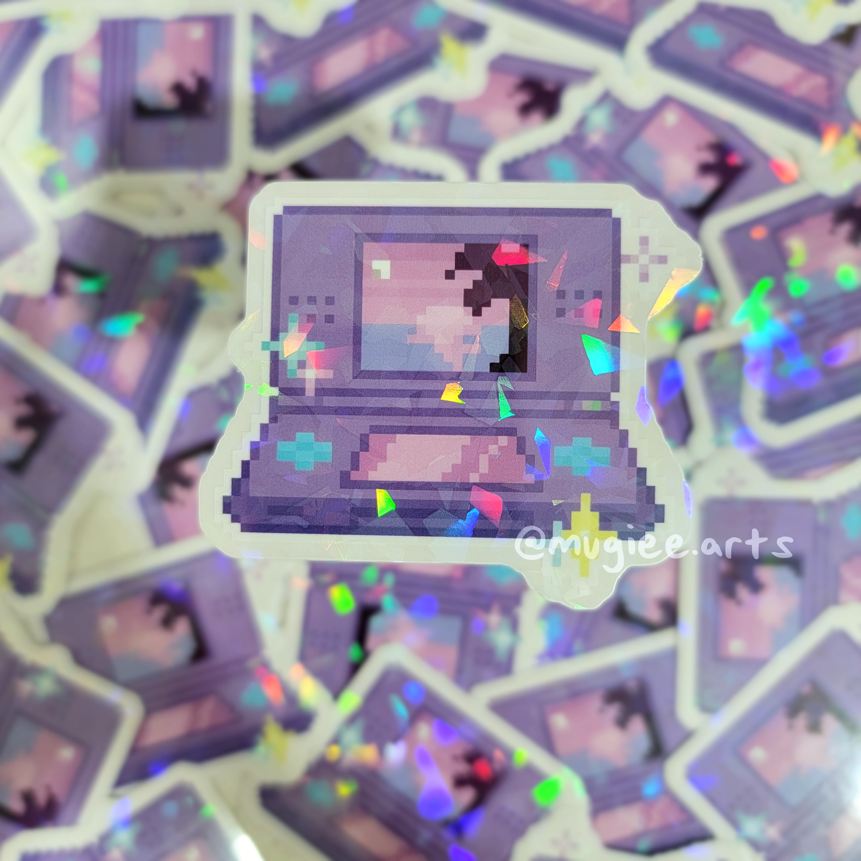 8-bit Handheld Console Gaming Sticker | Holographic | Water Resistant ...