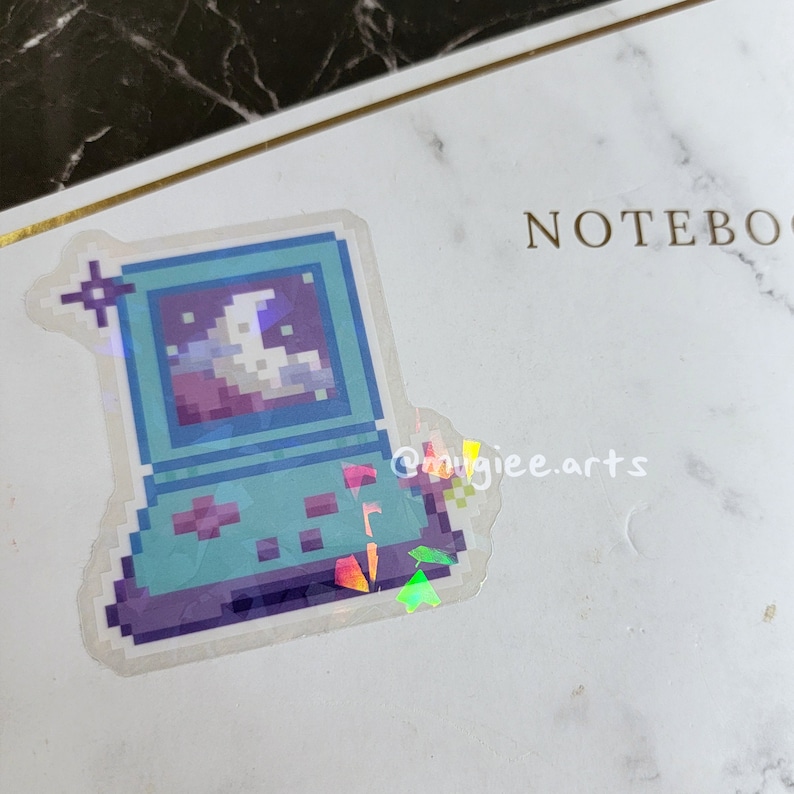 8-bit Handheld Console Gaming Sticker Holographic Water Resistant ...