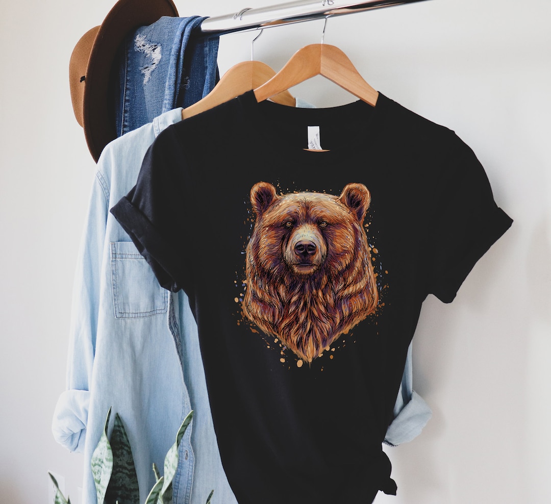 Brown Bear T Shirt, Bear Tee Shirt, Grizzly Bear Tee, Bear Shirt, Brown ...