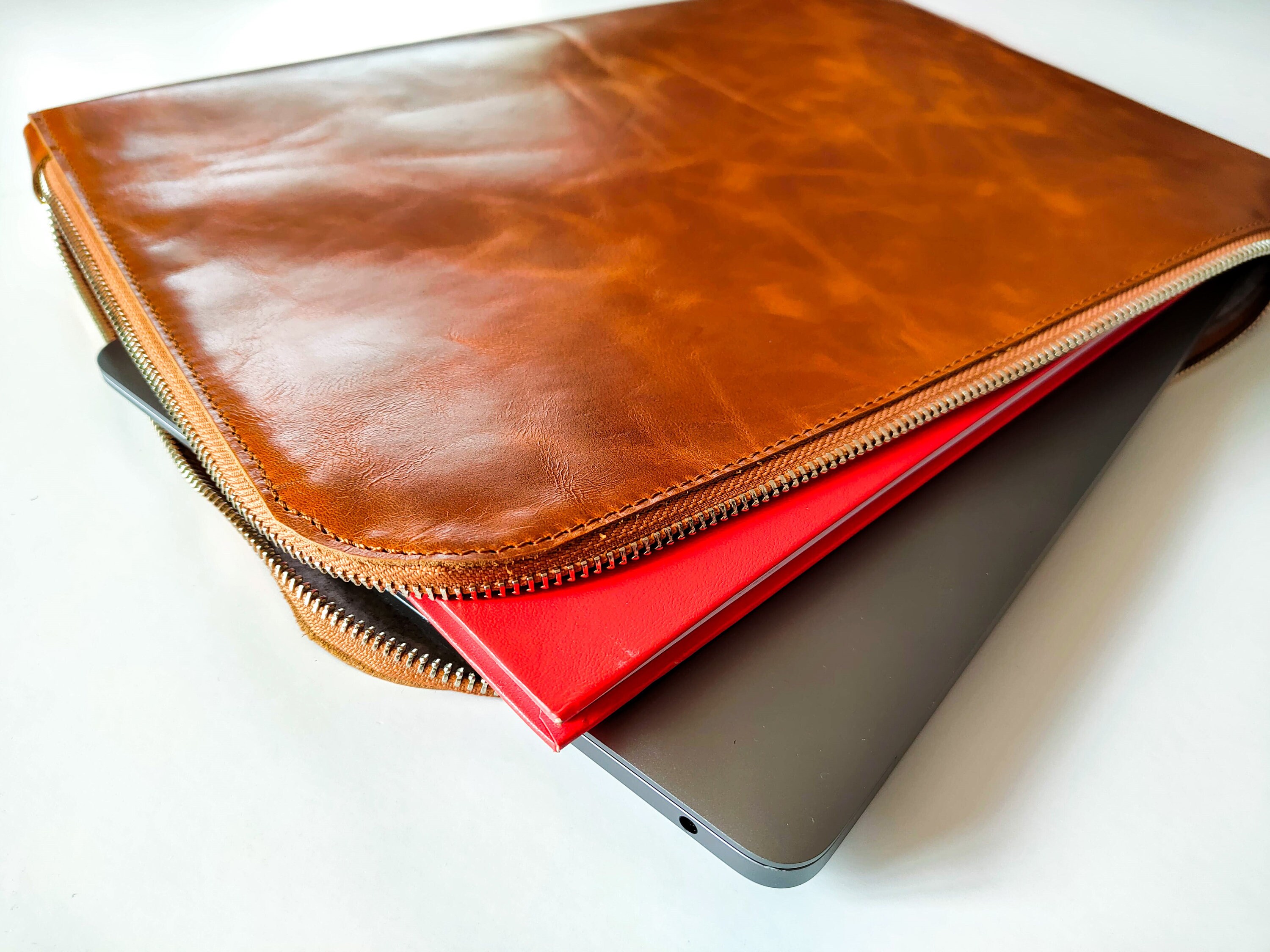 Personalized Full Grain Leather MacBook Air M1 Pro 2020 13"16" Sleeve ...