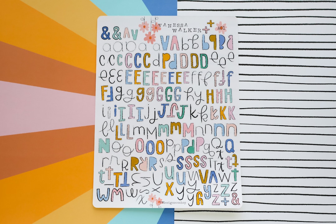 Alpha Sticker Sheet - Color | the Good Life | 161 Hand Drawn Letter ...