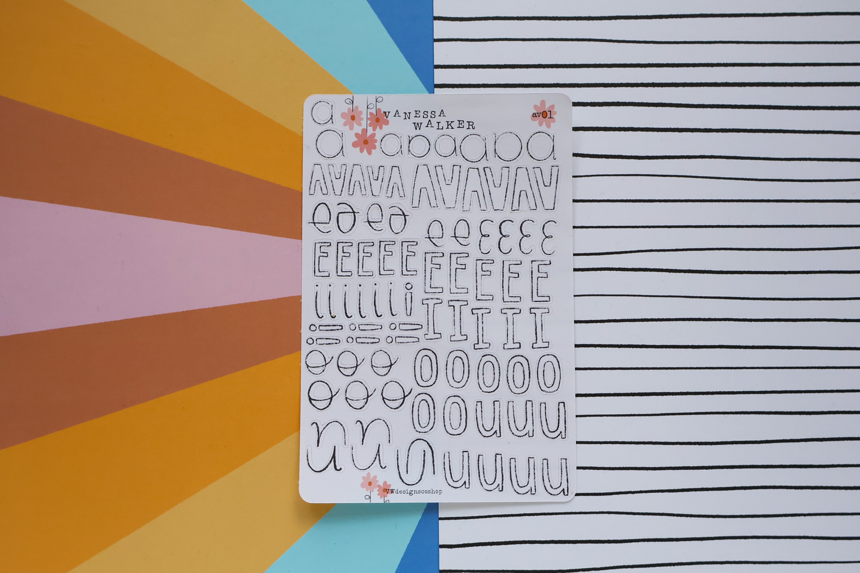 Vowels ONLY Alpha Stickers - Black + White | Hand Drawn Alphabet ...