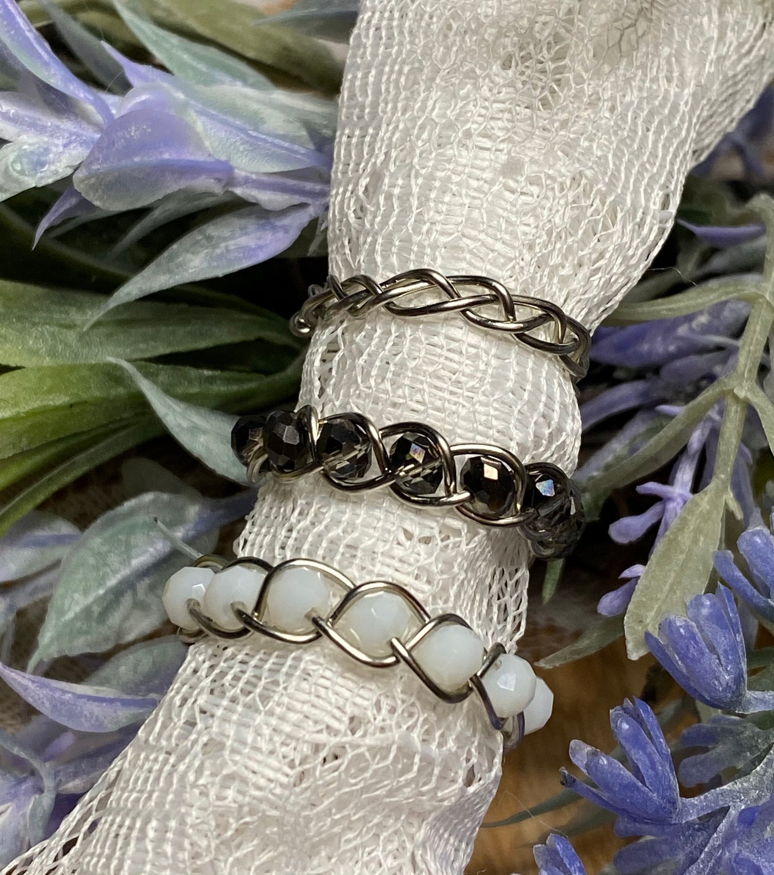 Beaded Wire Rings. Braided. Silver Brown Gold and Rose - Etsy