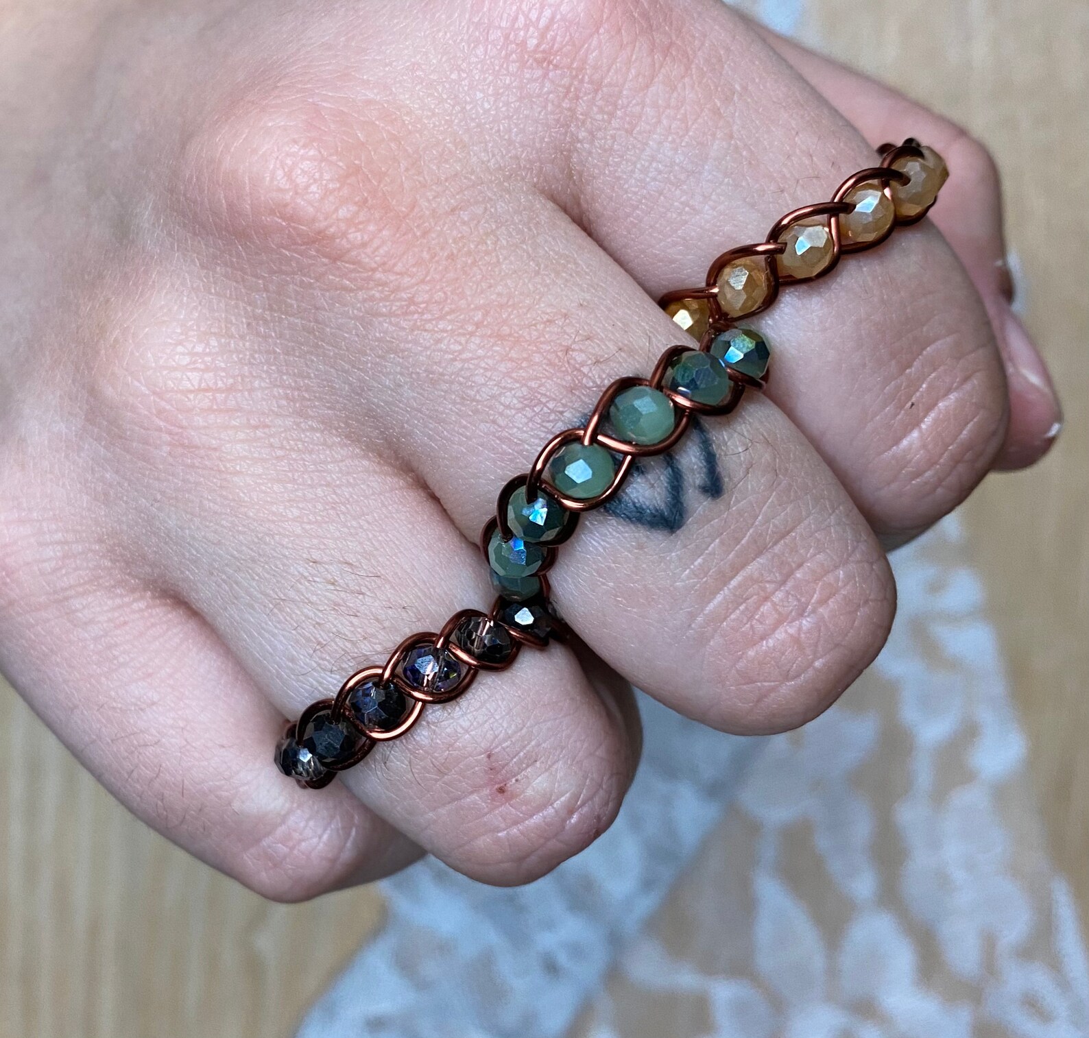 Beaded Wire Rings. Braided. Silver Brown Gold and Rose - Etsy