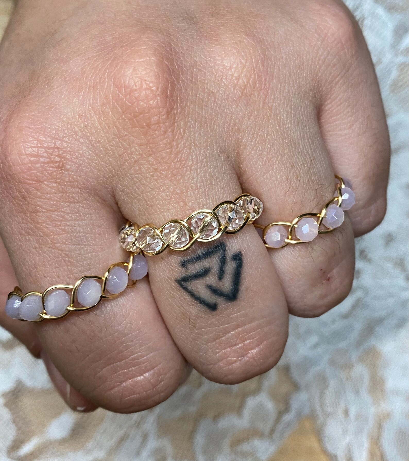 Beaded Wire Rings. Braided. Silver Brown Gold and Rose - Etsy