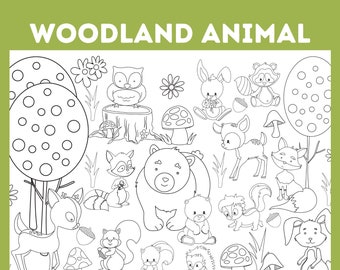 Farm Themed Digital Coloring Poster for Kids, Printable Farm Coloring ...