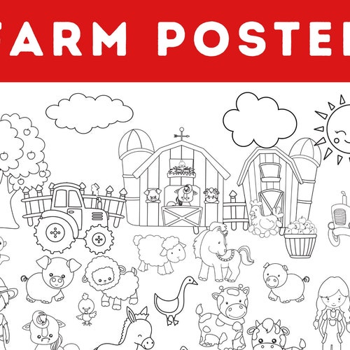 Woodland Animal Themed Digital Coloring Poster for Kids - Etsy