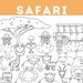 Safari Themed Digital Coloring Poster for Kids, Printable Safari ...