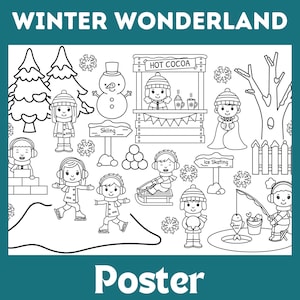 Winter Themed Digital Coloring Poster for Kids, Printable Coloring ...